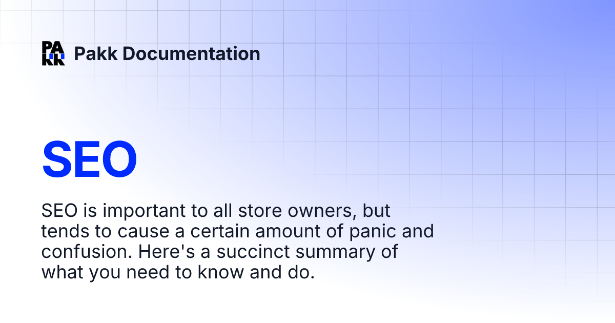 SEO | Pakk Documentation
