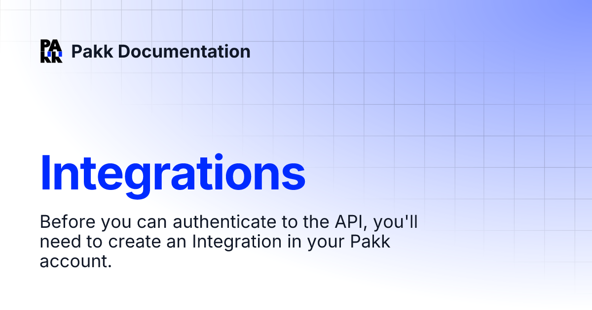 Integrations | Pakk Documentation