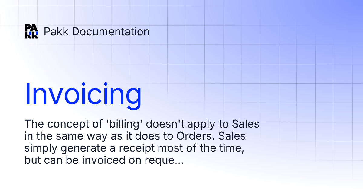 Invoicing | Pakk Documentation