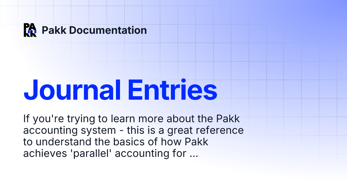 Journal Entries | Pakk Documentation