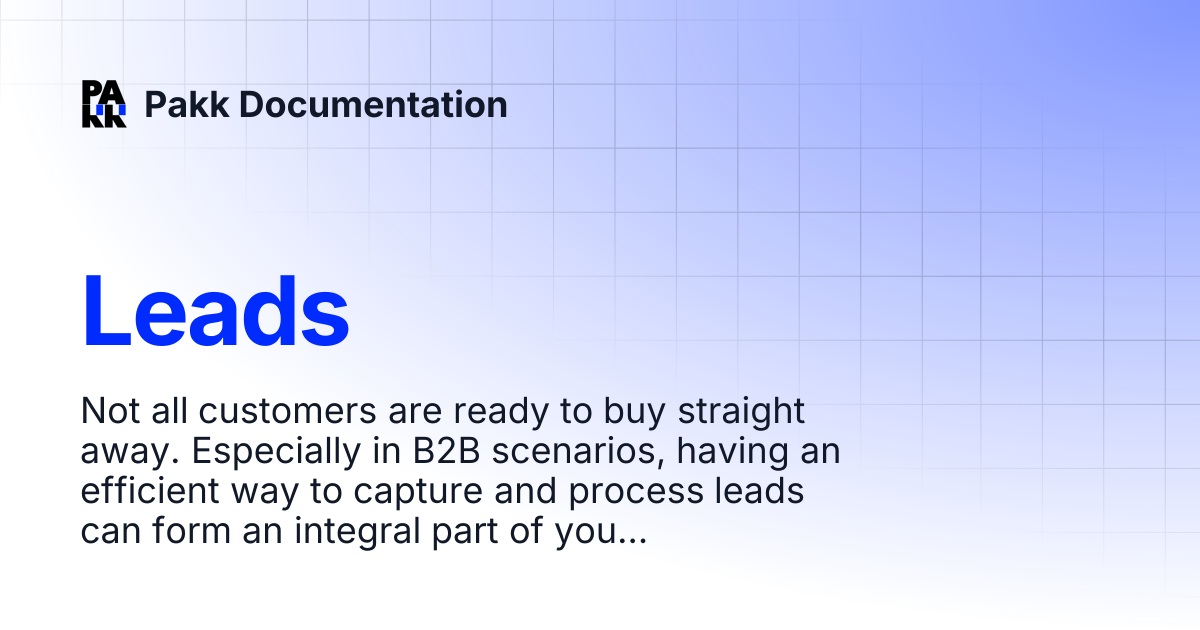Leads | Pakk Documentation