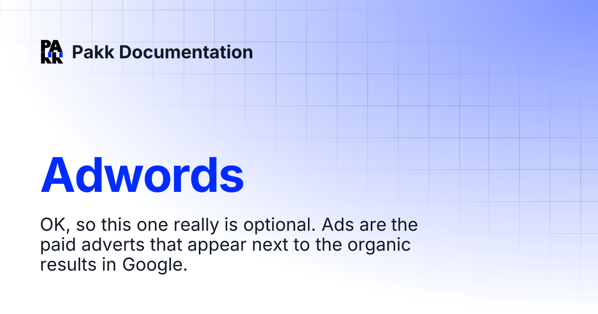 Adwords | Pakk Documentation