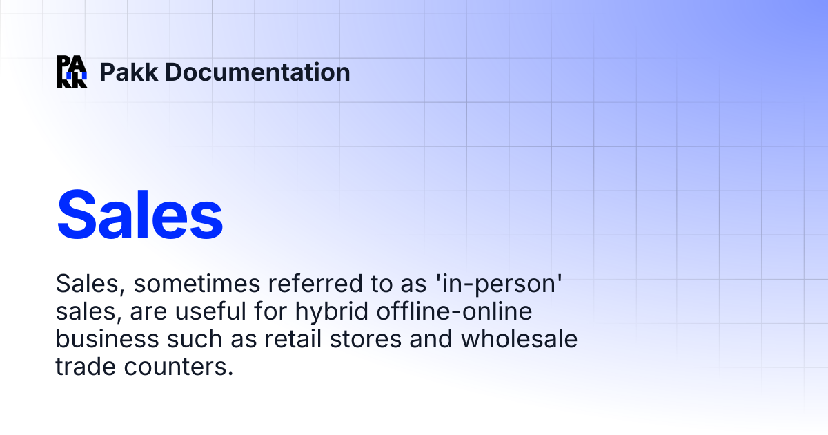 Sales | Pakk Documentation